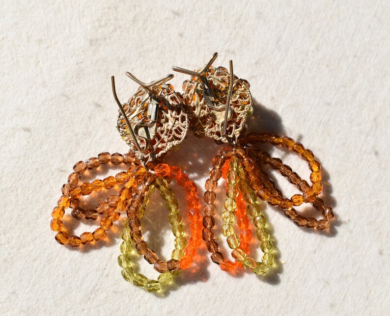 Amazing Judith Mccann Wing Back Wingback Earrings Fall Colors Crystal ...