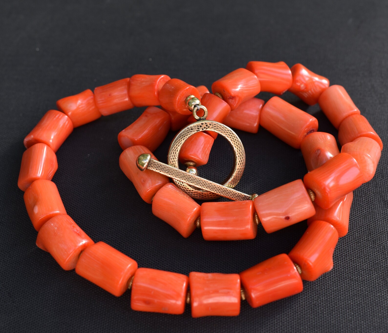 Hand Crated Genuine Coral Chunk Necklace With Toggle Clasp 18 - Etsy