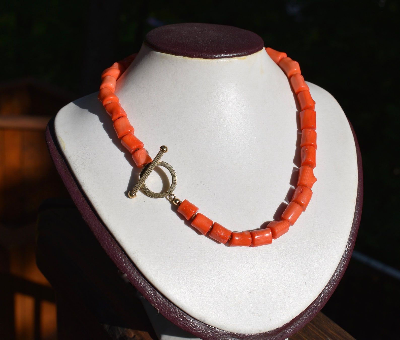 Hand Crated Genuine Coral Chunk Necklace With Toggle Clasp 18 - Etsy
