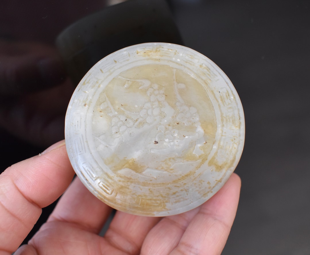 Chinese Hand Carved Nephrite Jade Trinket Box 2 1/4 - Etsy