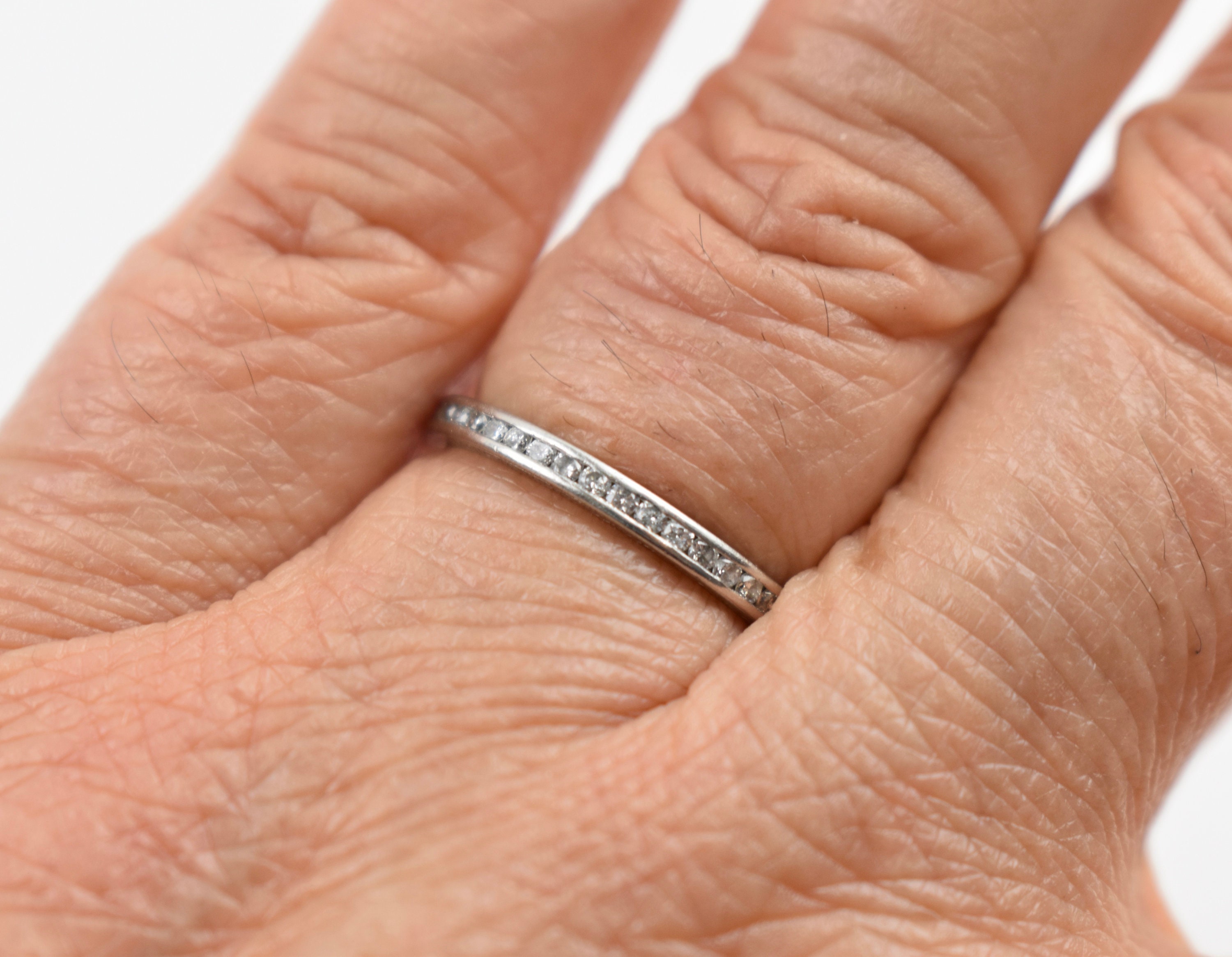 Art Deco Platinum Channel Set Diamond Milgrain Etched Pattern Wedding ...