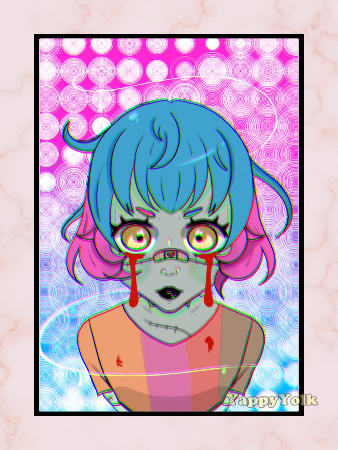 Kawaii Anime - Monster Girl - Weirdcore - Frameless Retro Holographic ...