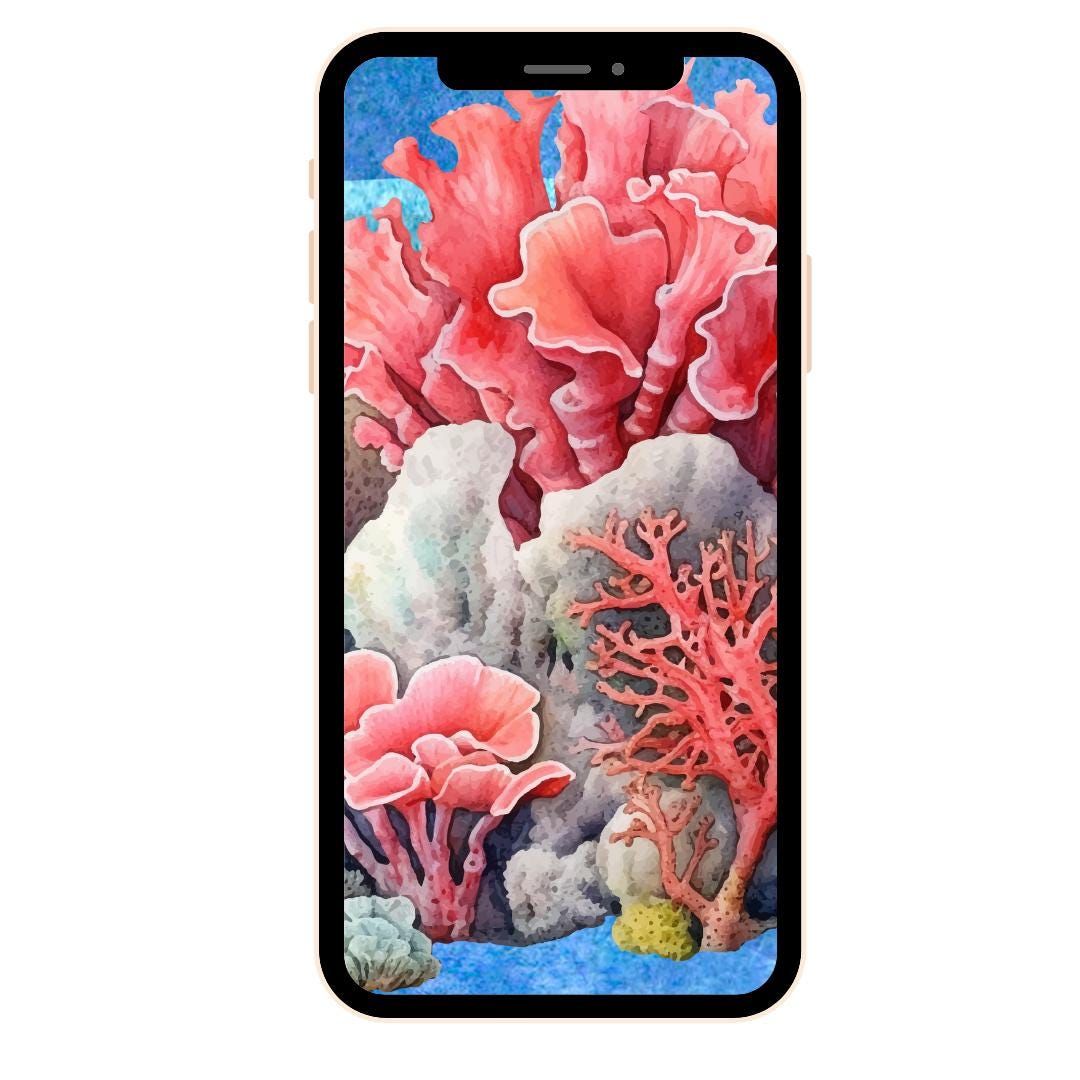 Watercolor Coral Reef Phone Wallpaper | Colorful Ocean Scene iPhone ...