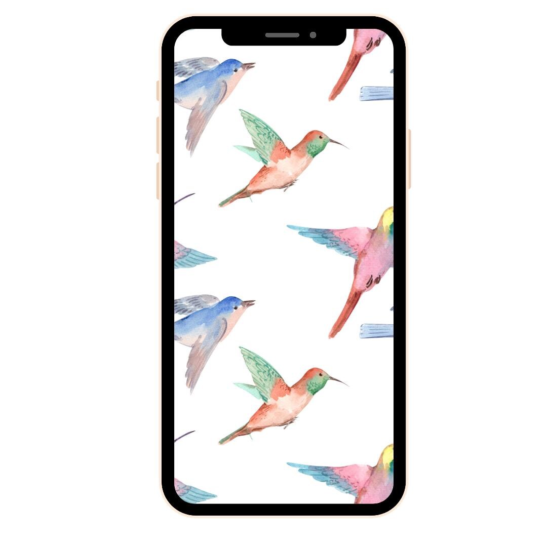Watercolor Birds Phone Wallpaper | Hummingbirds and Bluebirds iPhone ...