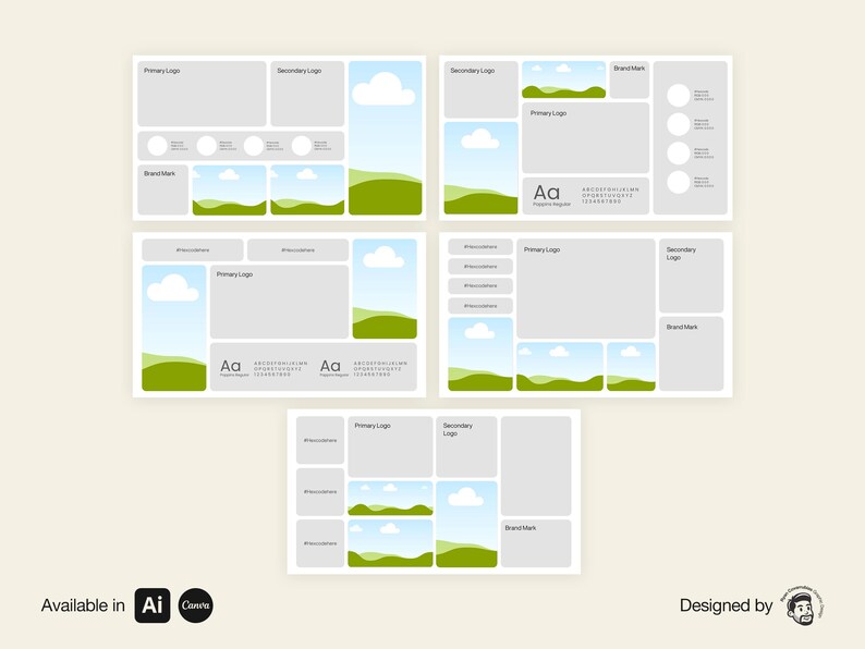 Easy to Use Bento Grid Style Brand Sheet for Beginner Graphic Designers ...