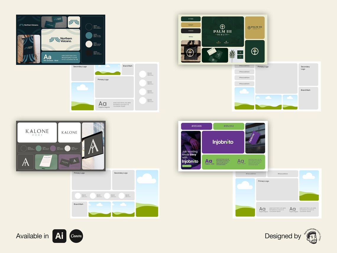 Easy to Use Bento Grid Style Brand Sheet for Beginner Graphic Designers ...