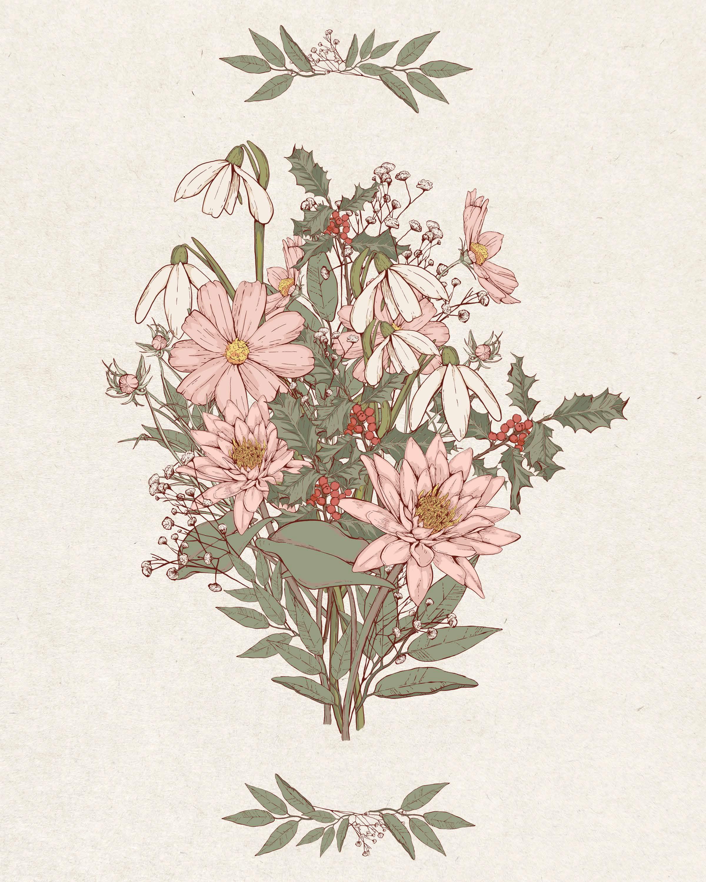 Custom Birth Month Flower Bouquet Illustration - Printed - Etsy