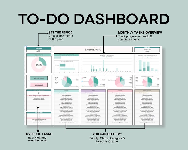 To Do List Tracker Spreadsheet Monthly Daily Task Planner Google Sheets ...