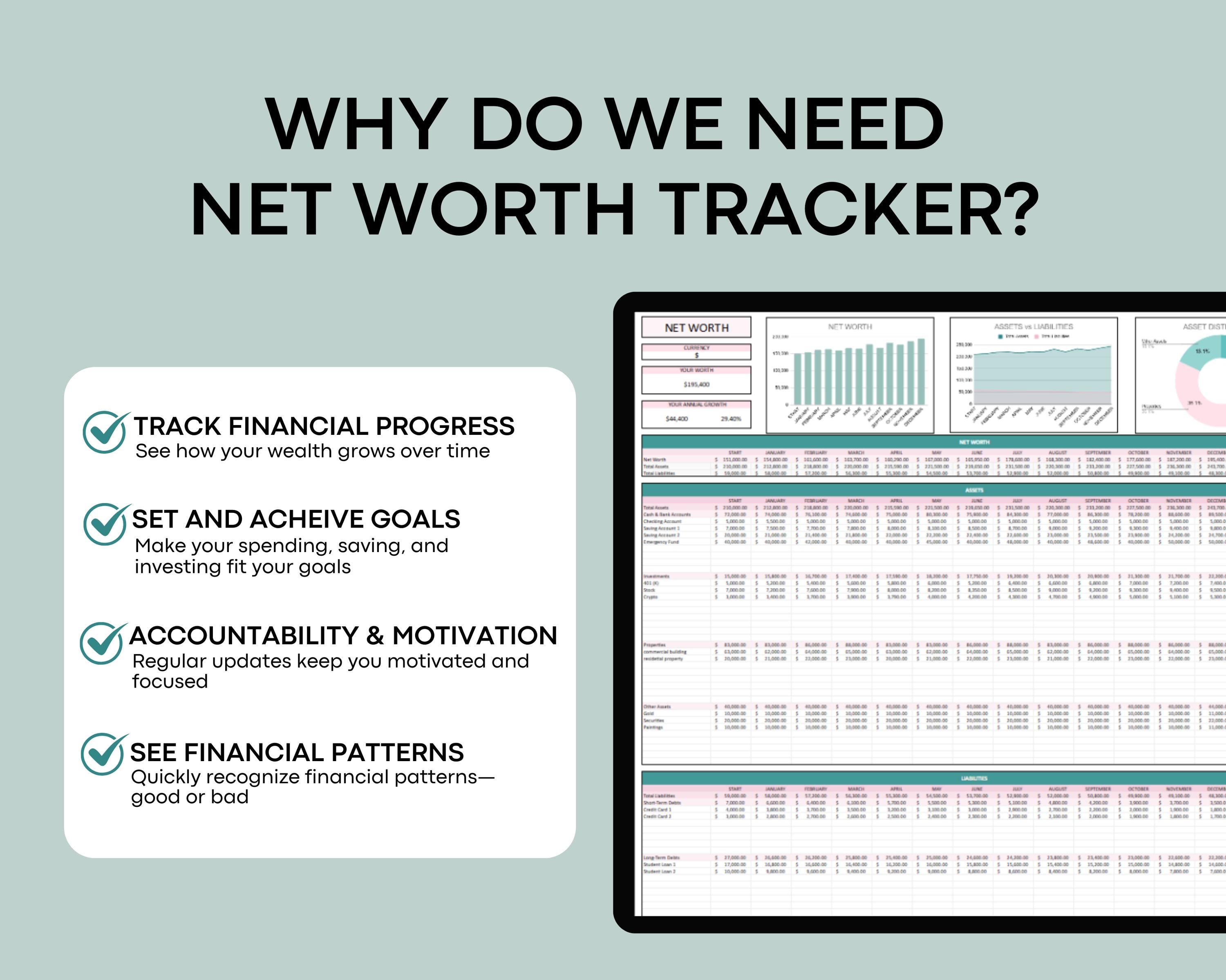Net Worth Tracker Spreadsheet Google Sheets Assets and Liabilities ...