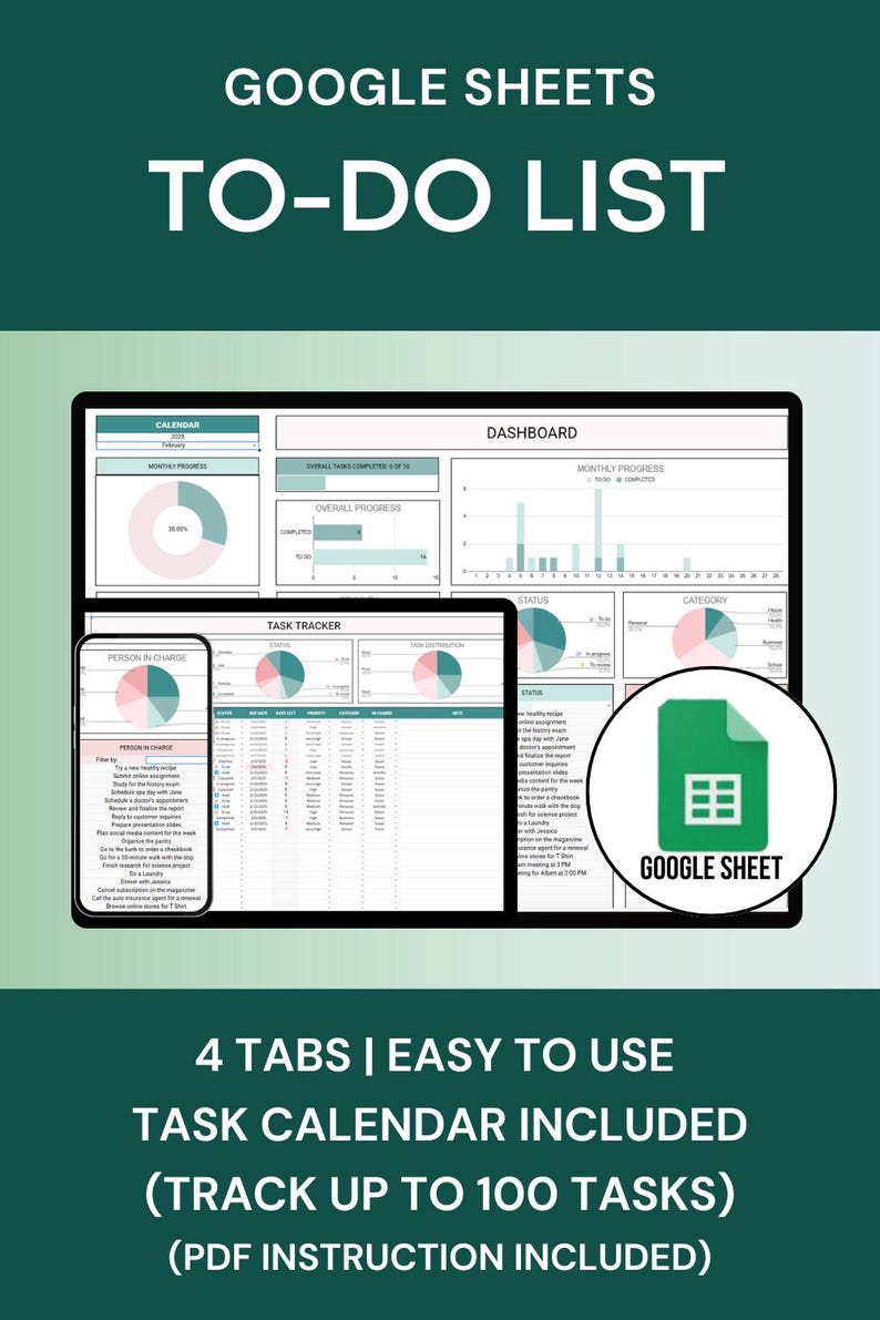 To Do List Tracker Spreadsheet Task Tracker Google Sheet Daily Weekly ...