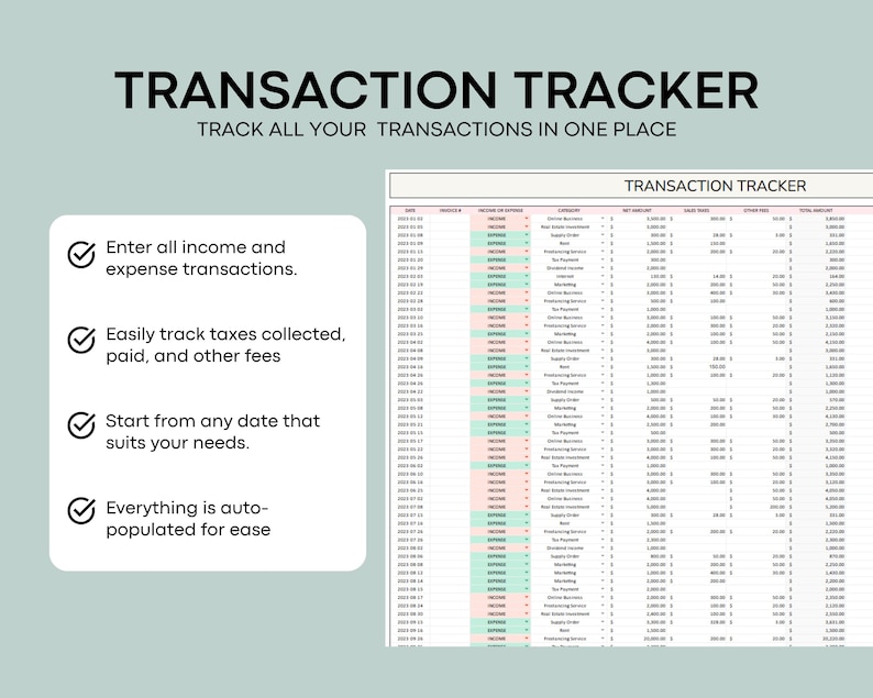 Small Business Bookkeeping Spreadsheet Google Sheets Sales Profit and ...