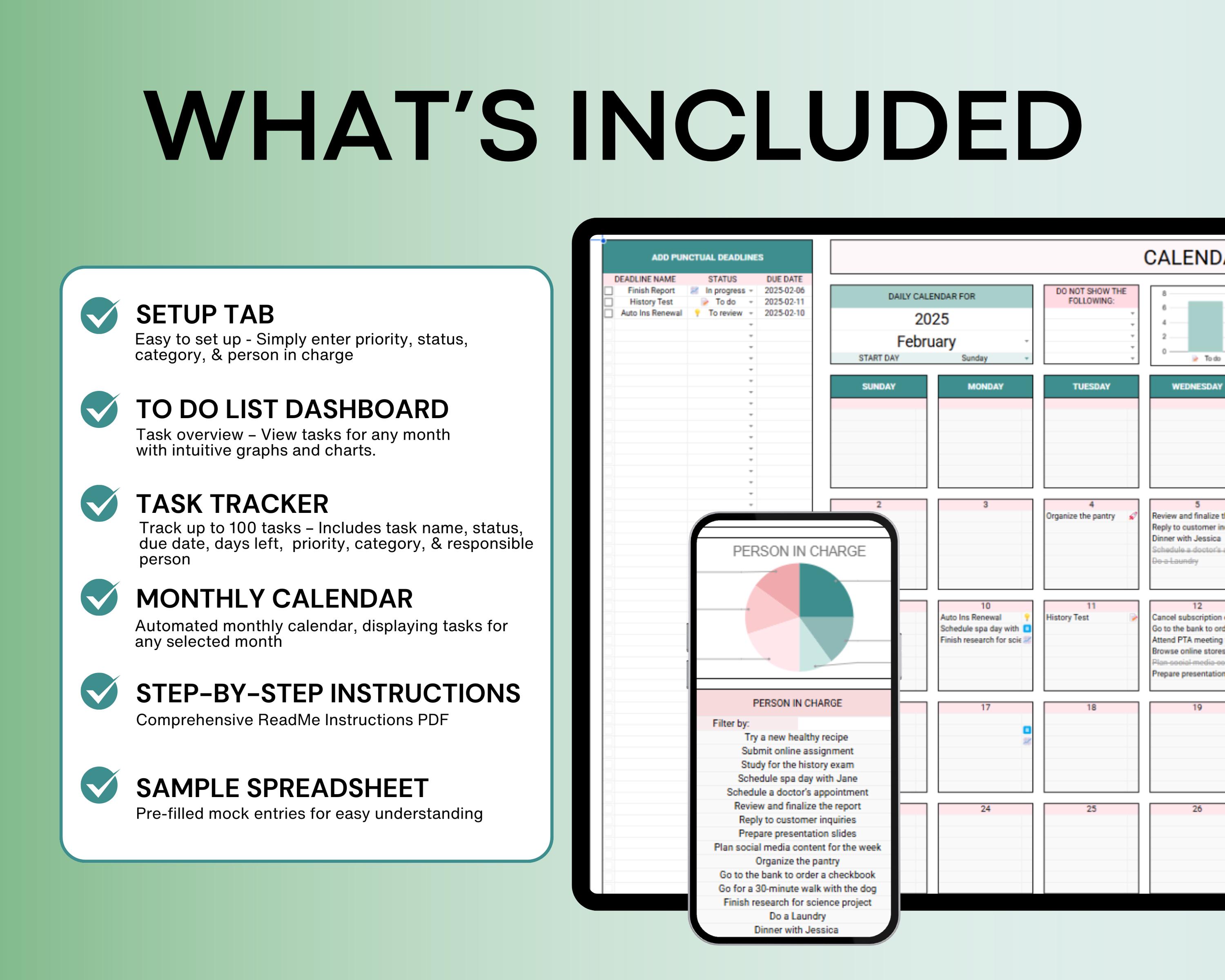 To Do List Tracker Spreadsheet Task Tracker Google Sheet Daily Weekly ...