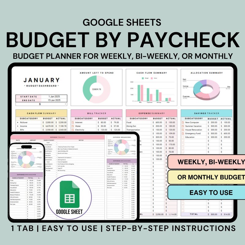 Free Budget Template - Etsy