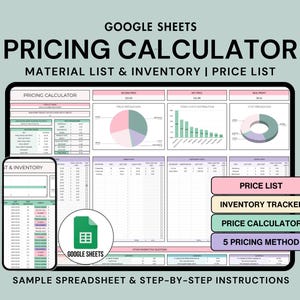 Pricing Calculator Google Sheet for Small Business Price List Template Inventory Tracker ...