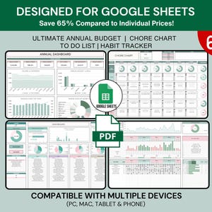 Ultimate Annual Budget Google Sheets Life Organizer Spreadsheet Monthly ...