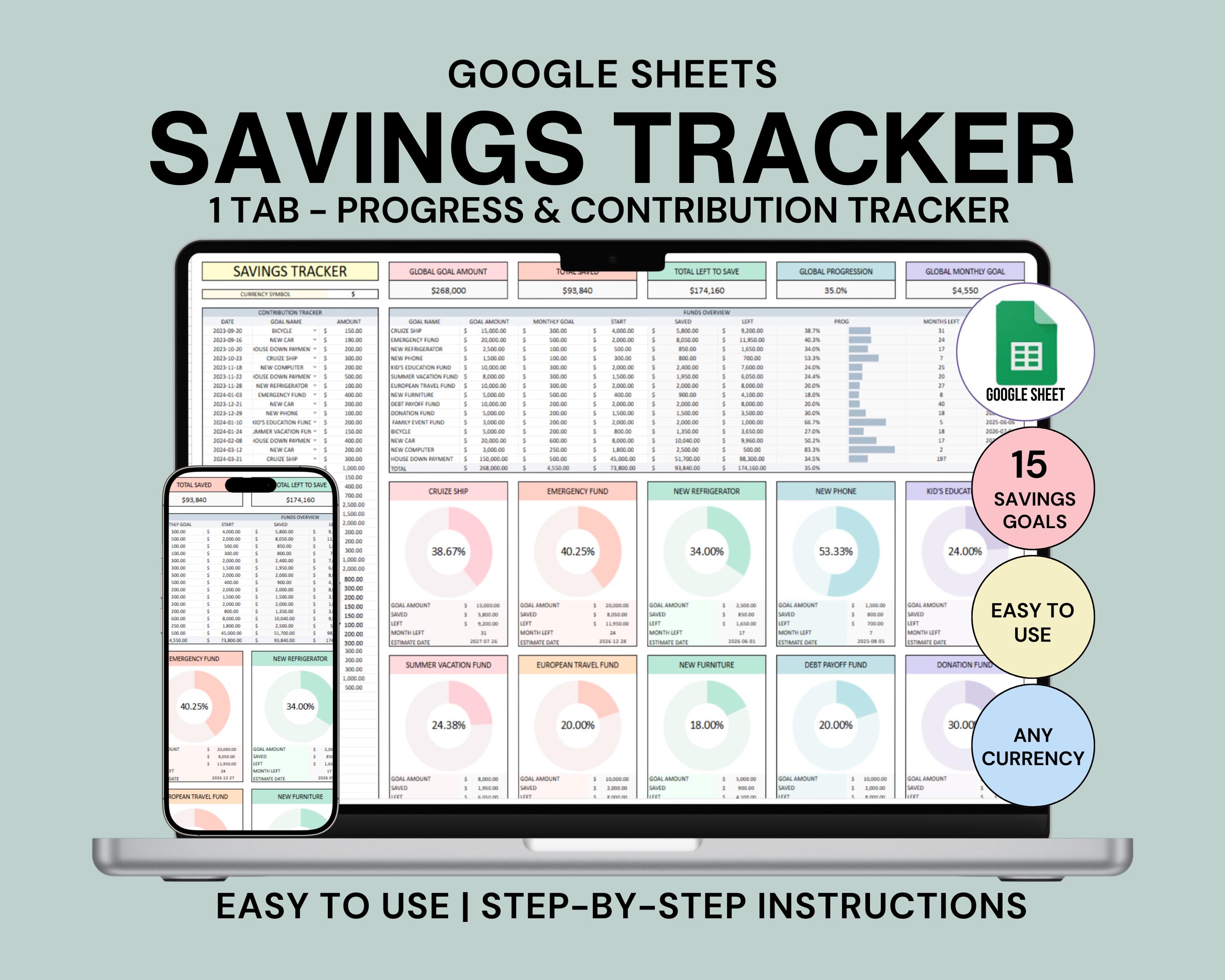 Savings Tracker Spreadsheet Sinking Funds Tracker Google Sheets ...