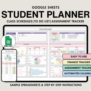 Student Planner Spreadsheet Academic Planner Google Sheets Study ...