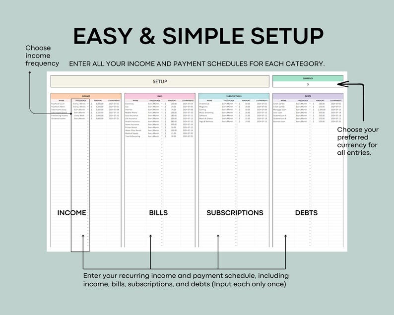 Bill Tracker Spreadsheet Template Smart Bill Calendar Monthly Income ...