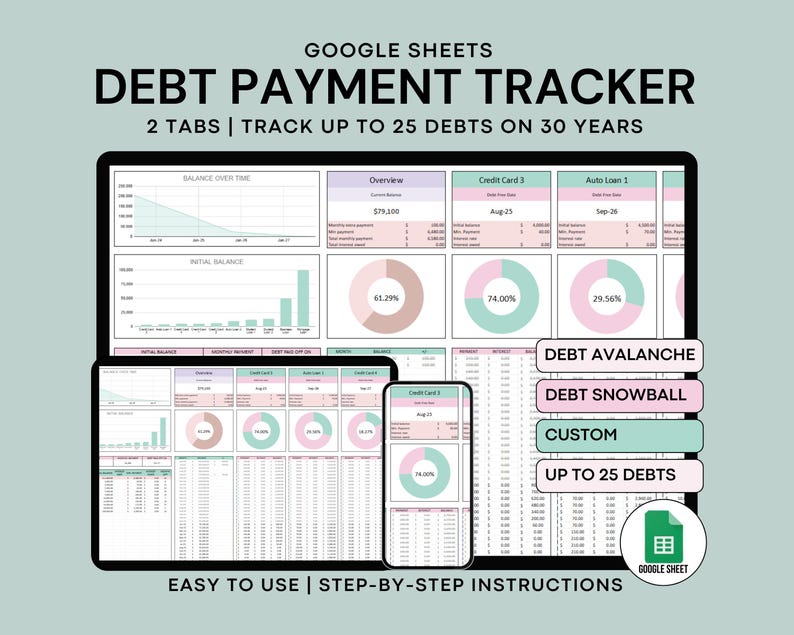 Debt Tracker Spreadsheet Google Sheets Debt Snowball Calculator Debt ...
