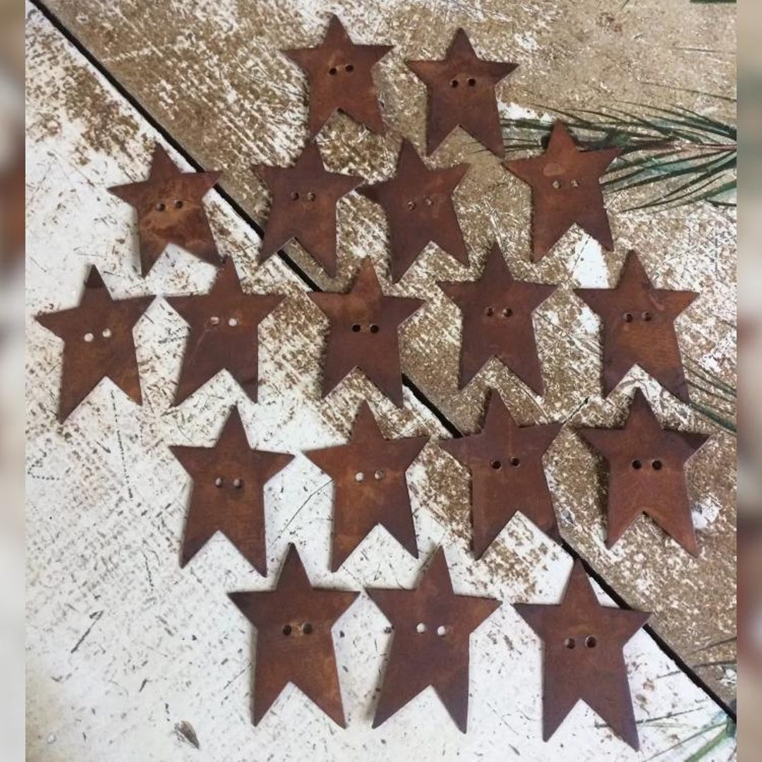 18ct 2" Flat Rusty Barn Star Cutouts 2D Cutout Stars Metal Tin Craft ...