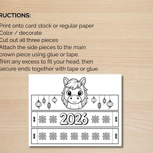 Lunar New Year 2026 Paper Crown, Chinese New Year Coloring Hat for Kids ...