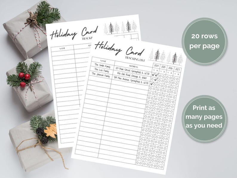 Holiday Card Tracker, Christmas Card Tracker, Greeting Card Mailing ...
