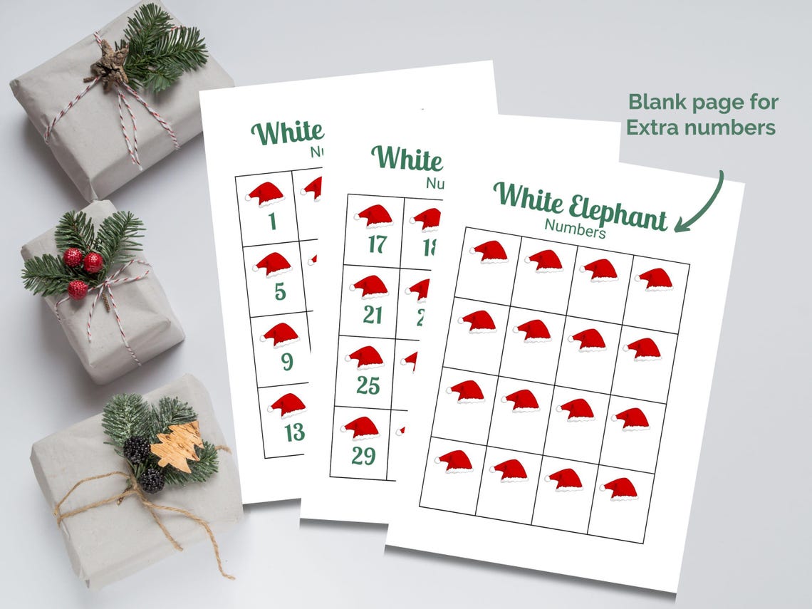 White Elephant Numbers, Gift Exchange Numbers - Etsy