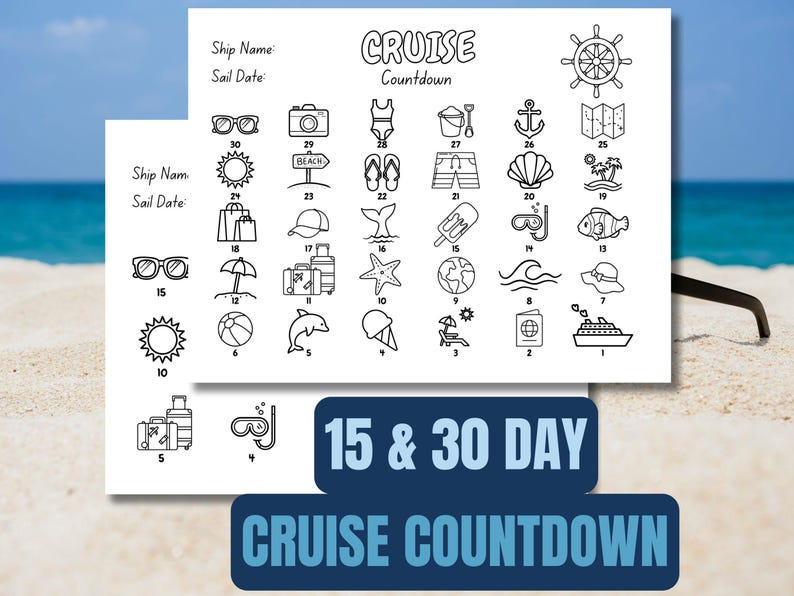 Cruise Countdown Calendar Printable, Trip Countdown Calendar, Cruise ...