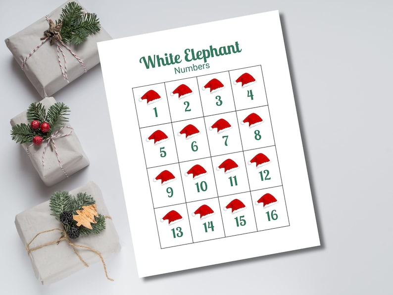 White Elephant Numbers, Gift Exchange Numbers - Etsy