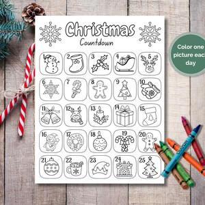 Christmas Countdown, Printable Christmas Activity, Advent Calendar ...