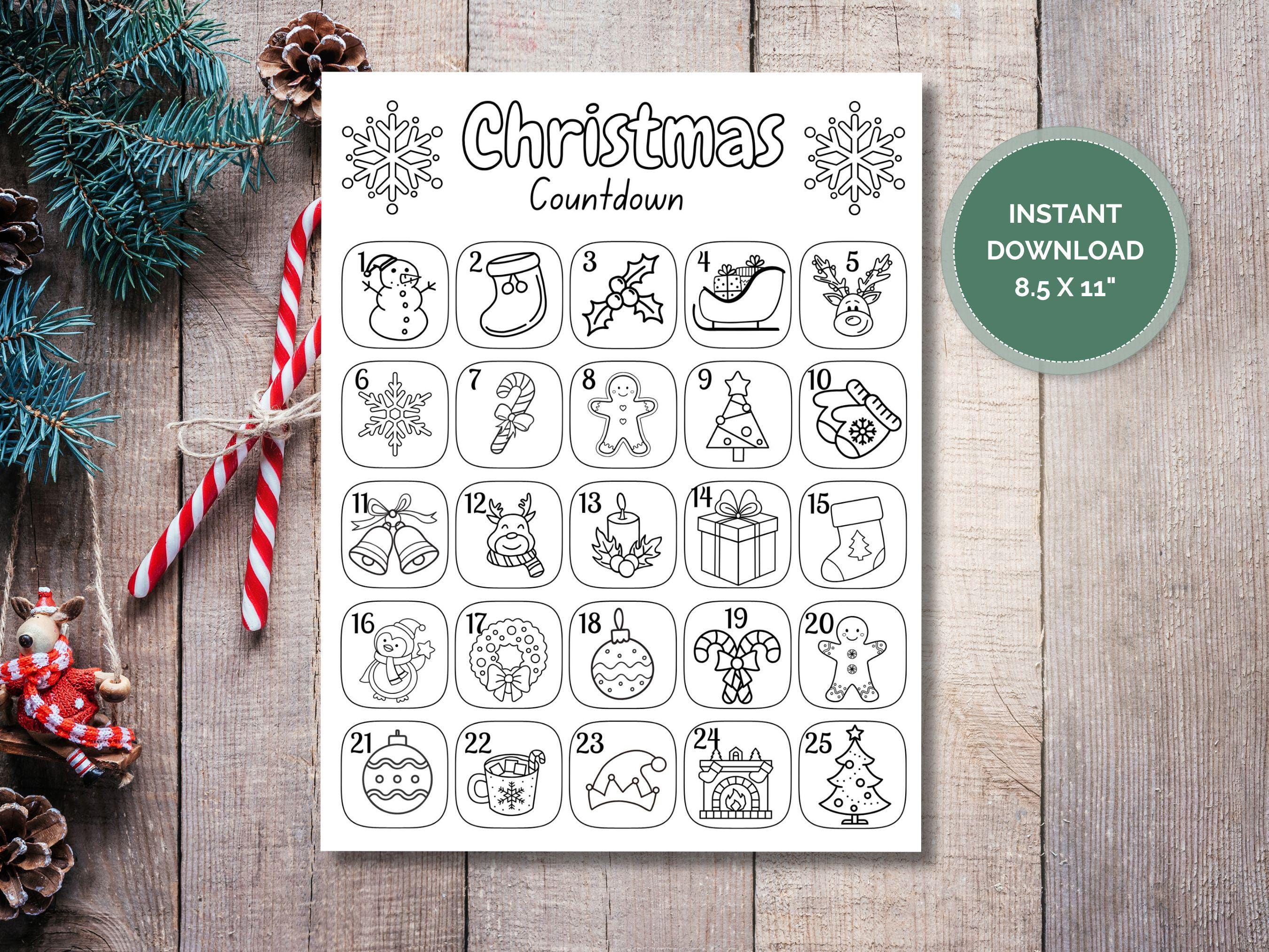 Christmas Countdown, Printable Christmas Activity, Advent Calendar ...