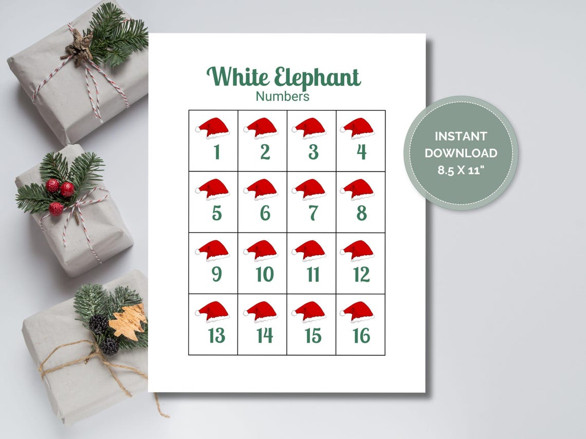White Elephant Numbers, Gift Exchange Numbers - Etsy