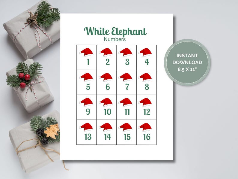 White Elephant Numbers, Gift Exchange Numbers - Etsy