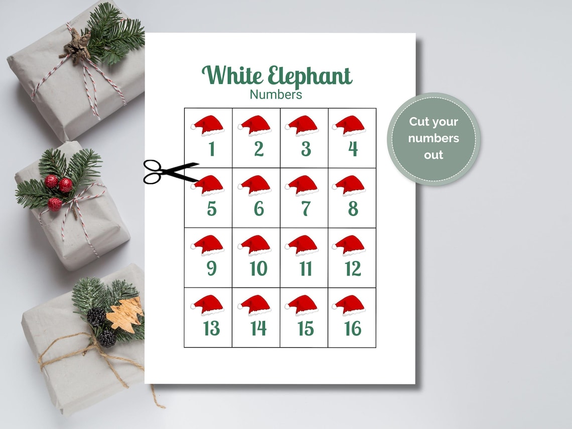 White Elephant Numbers, Gift Exchange Numbers - Etsy