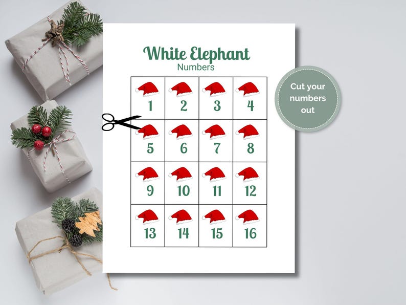 White Elephant Numbers, Gift Exchange Numbers - Etsy