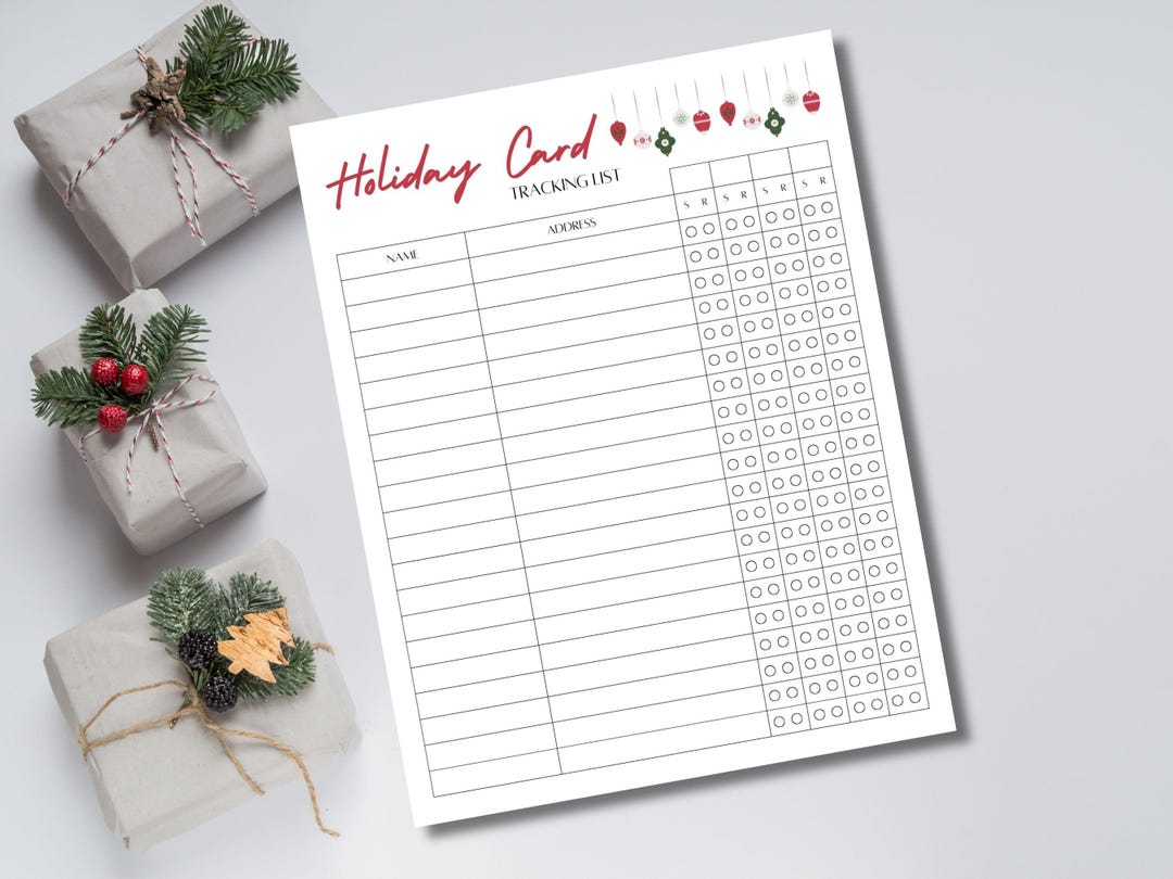 Holiday Card Tracker, Christmas Card Tracker, Greeting Card Mailing ...