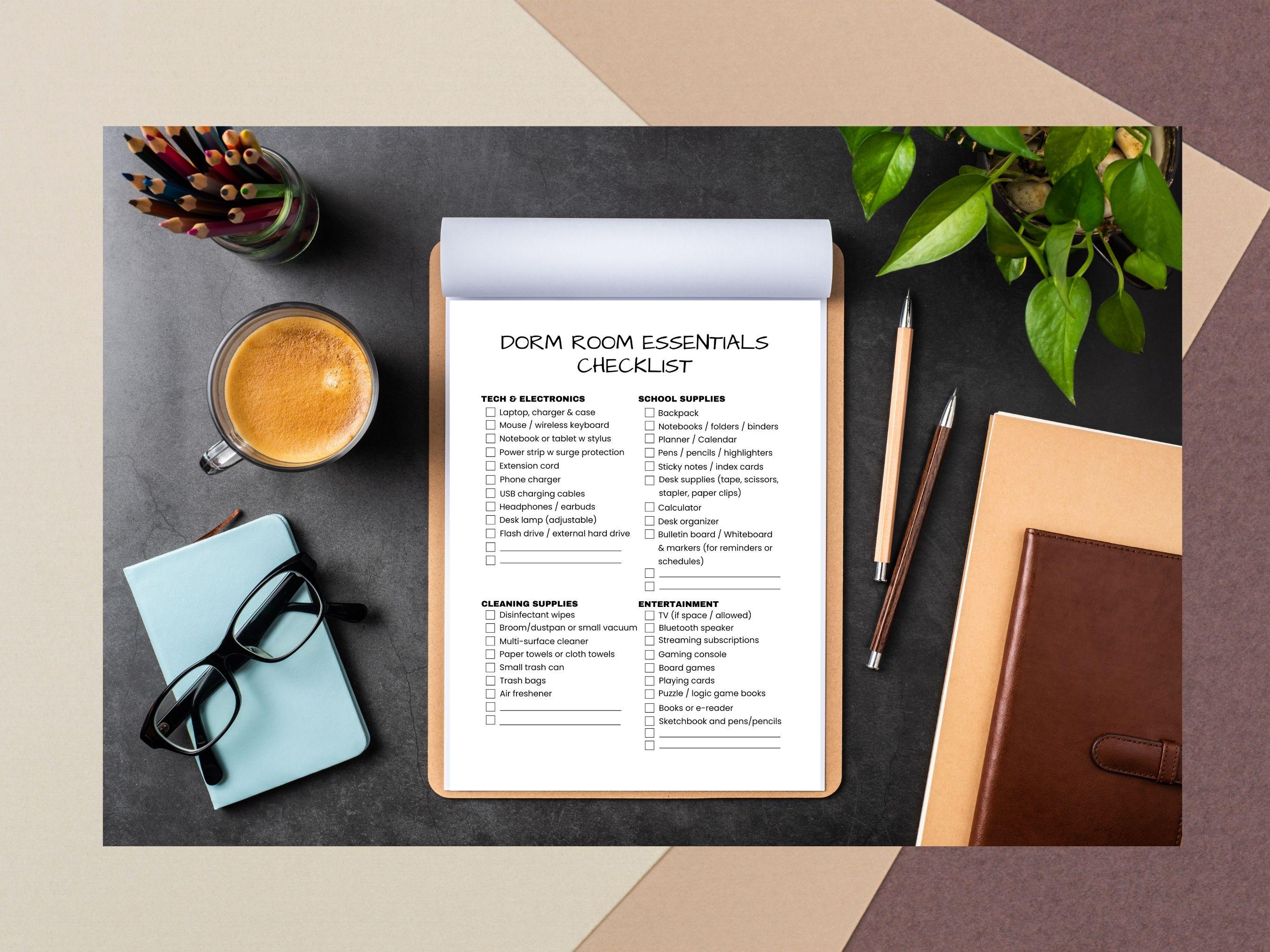 College Dorm Packing List, Dorm Room Essentials Checklist PDF, College ...