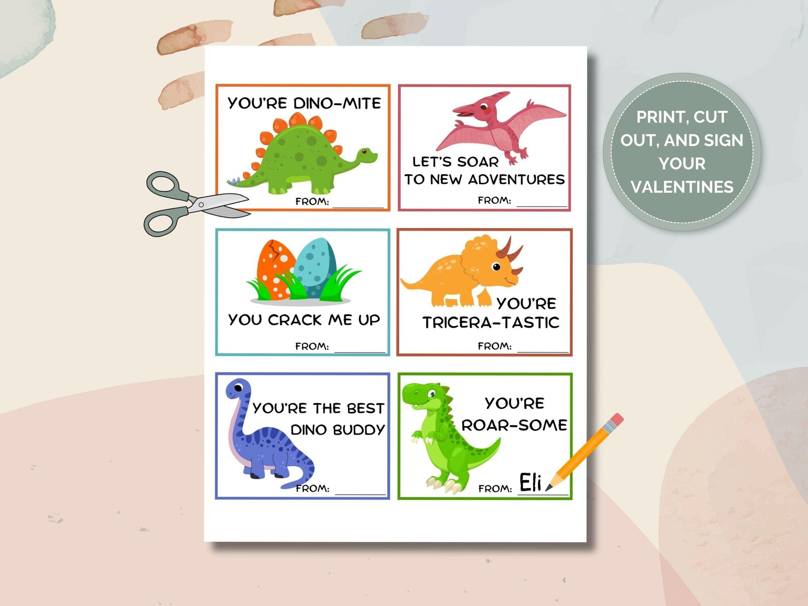 Dinosaur Valentines Card Printable, Classroom Valentines Cards, Dino ...