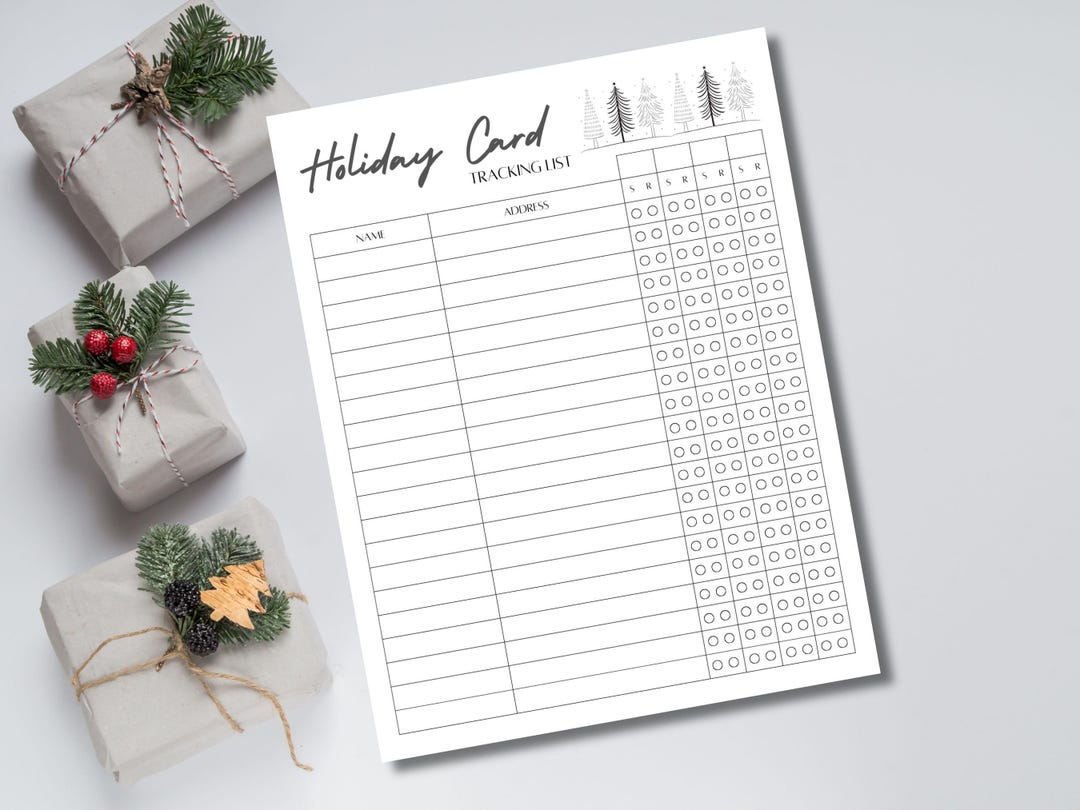Holiday Card Tracker, Christmas Card Tracker, Greeting Card Mailing ...