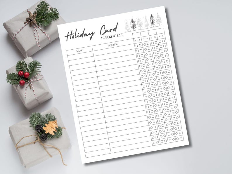 Holiday Card Tracker, Christmas Card Tracker, Greeting Card Mailing ...