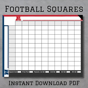 Football Squares, Football Party Games, Football Pool Template, 100 ...
