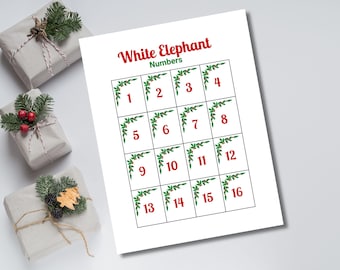 Glamorous White Elephant Gift Exchange Numbers - Etsy
