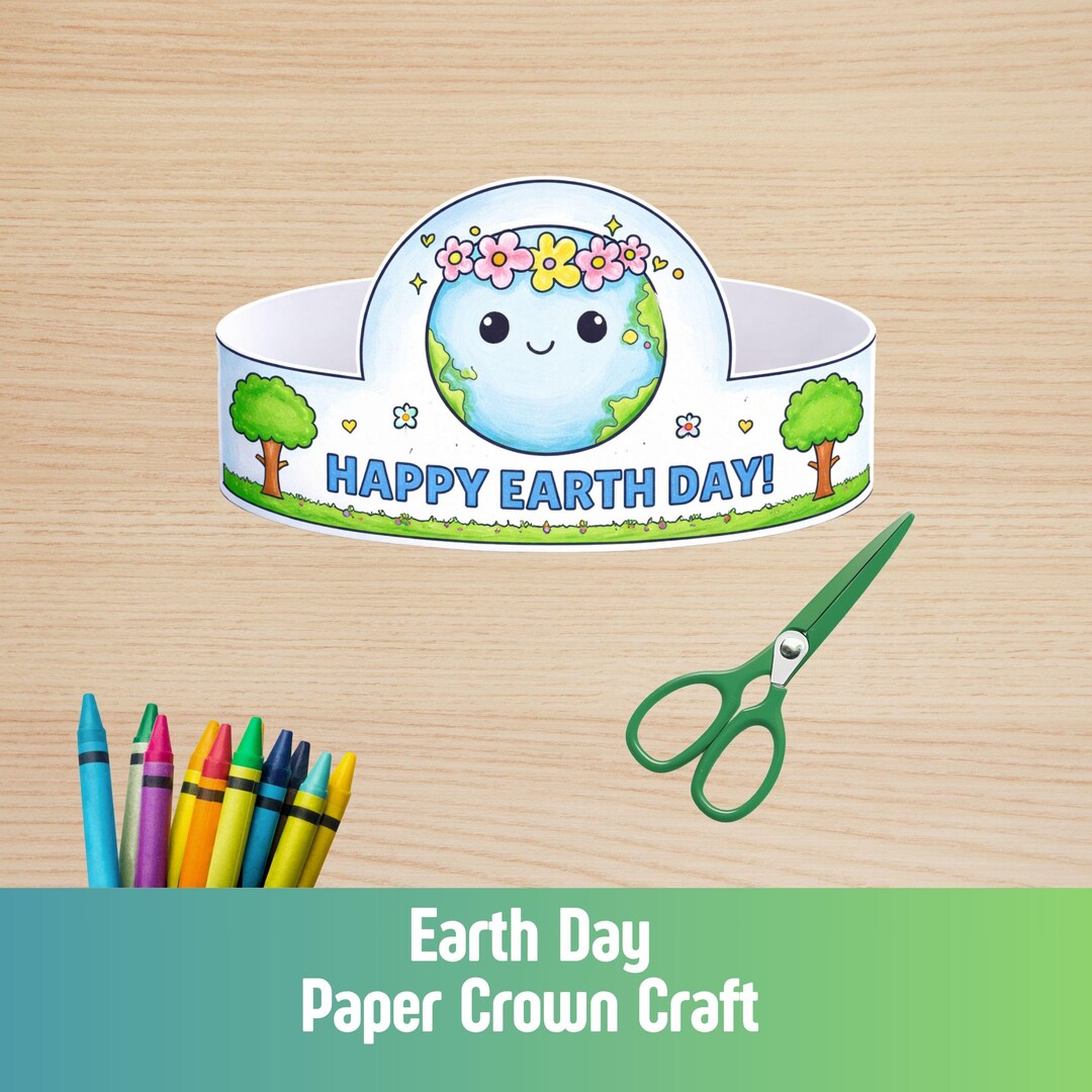 Earth Day Crown Printable, Coloring Craft for Preschool & Kindergarten ...