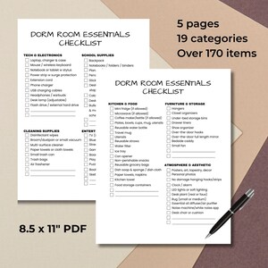 College Dorm Packing List, Dorm Room Essentials Checklist PDF, College ...