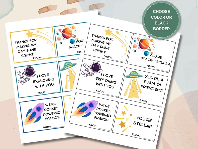 Space Valentines Card Printable, Classroom Valentines Cards, Outer ...