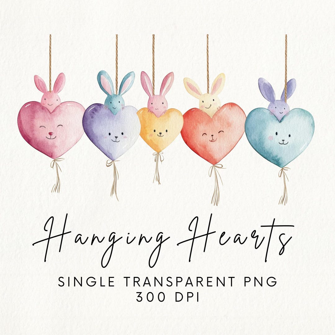 Hanging Hearts Clipart Png, Digital Download, Valentine Hearts, Digital ...