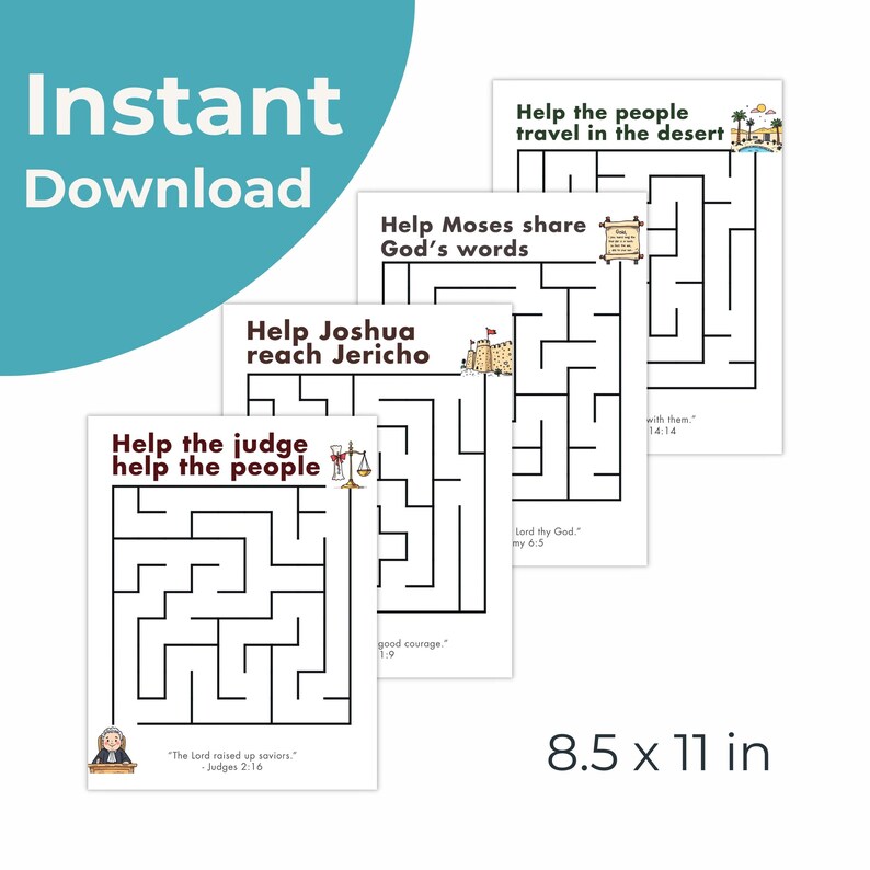 Christian Mazes for Kids | Bible Printable Games for Sunday School ...