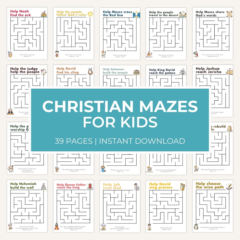 Christian Mazes for Kids | Bible Printable Games for Sunday School ...