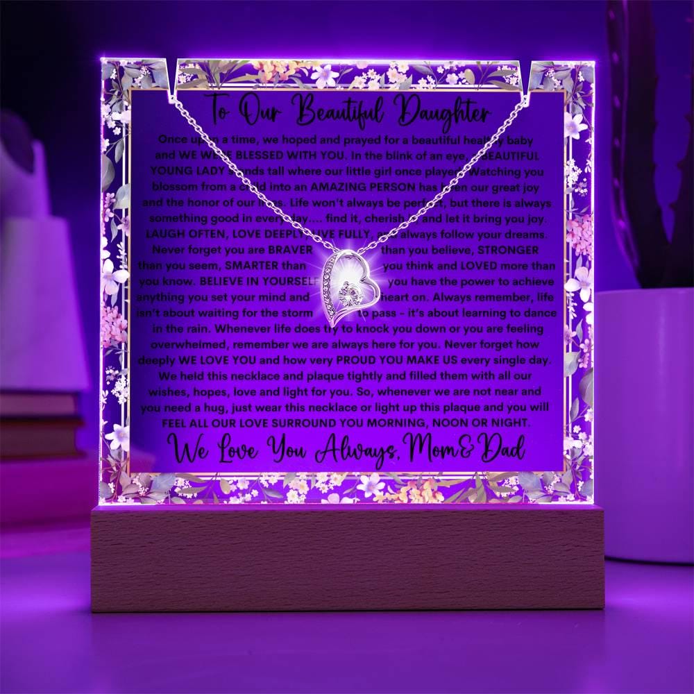 Personalized to Our Daughter Keepsake | Acrylic Plaque With Necklace ...