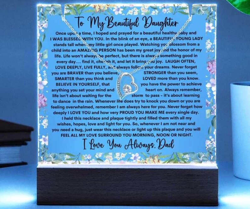 Personalized to Our Daughter Keepsake | Acrylic Plaque With Necklace ...